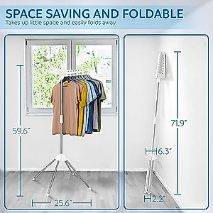 Laundry Drying Rack Foldable 59 Inch Clothes Drying Rack, 3 Rotatable Arms & 4 Sturdy Legs, Folding Clothes Racks for Hanging Clothes in Small Areas (White)