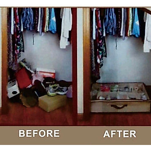 Shonpy 2PCS Ladies/Kids Storage Household Shoe Bag 12 Cells Underbed Foldable Closet Organizer (Beige) (beige) (2)