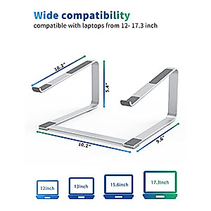 SOUNDANCE Laptop Stand for Desk, Metal Computer Riser, Heavy Stable PC Holder, Ergonomic Laptops Elevator for 12 to 17.3 Inches Notebook Computer, Silver