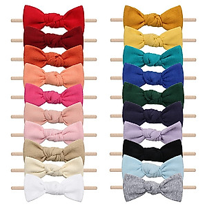 Lanmerry Nylon Baby Headband Hairbands with Tied Bow Stretchy Hairbands and Bows 20 Pack Headwrap for Newborn Infant Toddler Hair Accessories
