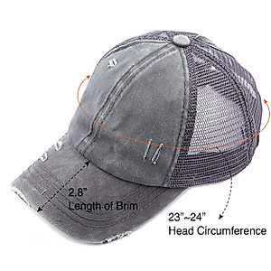 C.C Hatsandscarf Exclusives Washed Distressed Cotton Denim Ponytail Hat Adjustable Baseball Cap (BT-13)