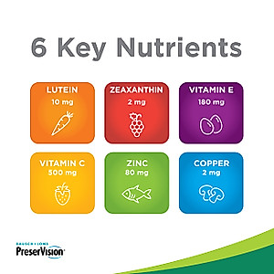 PreserVision AREDS 2 Eye Vitamin & Mineral Supplement, Contains Lutein, Vitamin C, Zeaxanthin, Zinc, Copper & Vitamin E, 60 Chewable (Packaging May Vary)