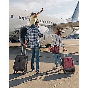 2 Piece Luggage Sets, BAGSMART Expandable 20 inch Carry on Luggage Airline Approved, Lightweight Carry on Suitcase with Spinner Wheels, Family Travel Suitcase Set with Duffle Bag - Red