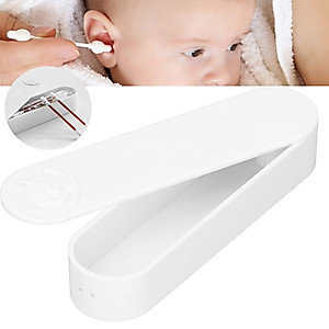 Haosie Cotton Swab Box, Q-Tip Swab Container Dispenser, Cotton Swab Holder with Cover for Makeup Countertop Bathroom Home Office(White)