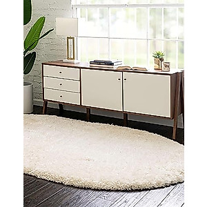 Marilyn Monroe Opulence Shag Collection Area Rug - Silver Screen (4' x 6' Oval, Bone/ Beige)