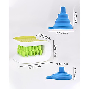 YQBOOM Blade Knife Cleaner Kitchen Washing Brush Chopsticks Cutlery Cleaning Brush Double-Sided Knife Scrubber Multifunctional Knife Sponge 1 PC with Silicone Funnel