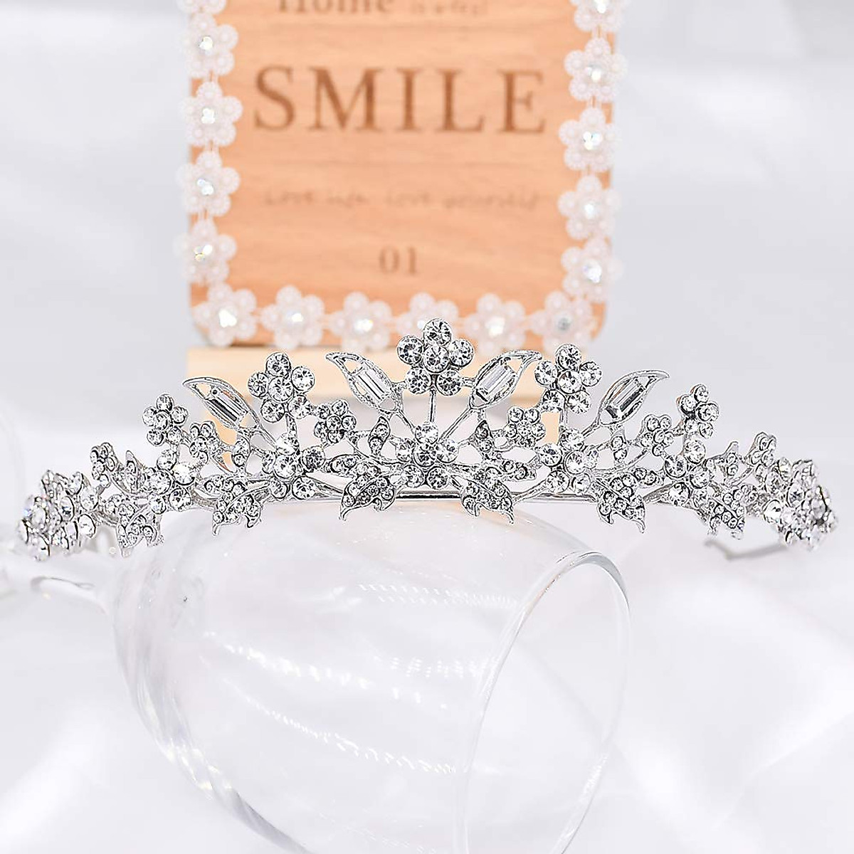 Rhinestone Crystal Tiaras and Crowns Headband For Women Birthday Pageant Wedding Prom Princess Crown (A-003 Silver)