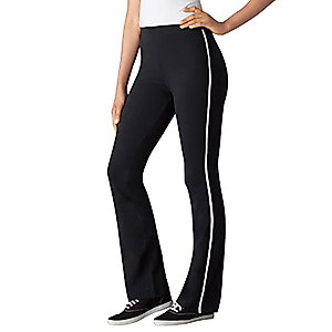 Woman Within Women's Plus Size Stretch Cotton Side-Stripe Bootcut Pant - 2X, Black White