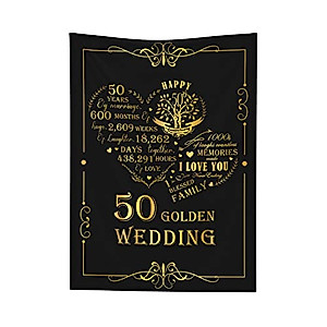 Infantown 50th Anniversary Blanket Gifts, 50th Wedding for Couple Parents Grandparent, 50th Golden Wedding Anniversary Throw Blankets Gifts for Dad Mom Husband Wife 50"X 70"