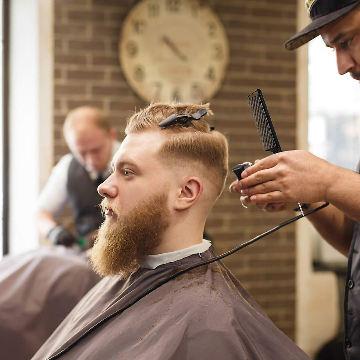 Rat Tail and Parting Combs with Styling Clips: 3 Metal Teasing Combs for Braids, 7 Professional Sectioning Hair Clips