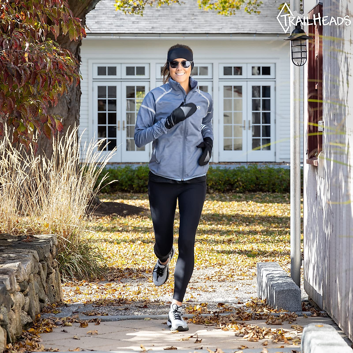 TrailHeads Womens Running Gloves Touchscreen Fingers & Convertible Waterproof Mitten Shell - for Winter, Reflective, Warm - Black - Reflective - Small/Medium