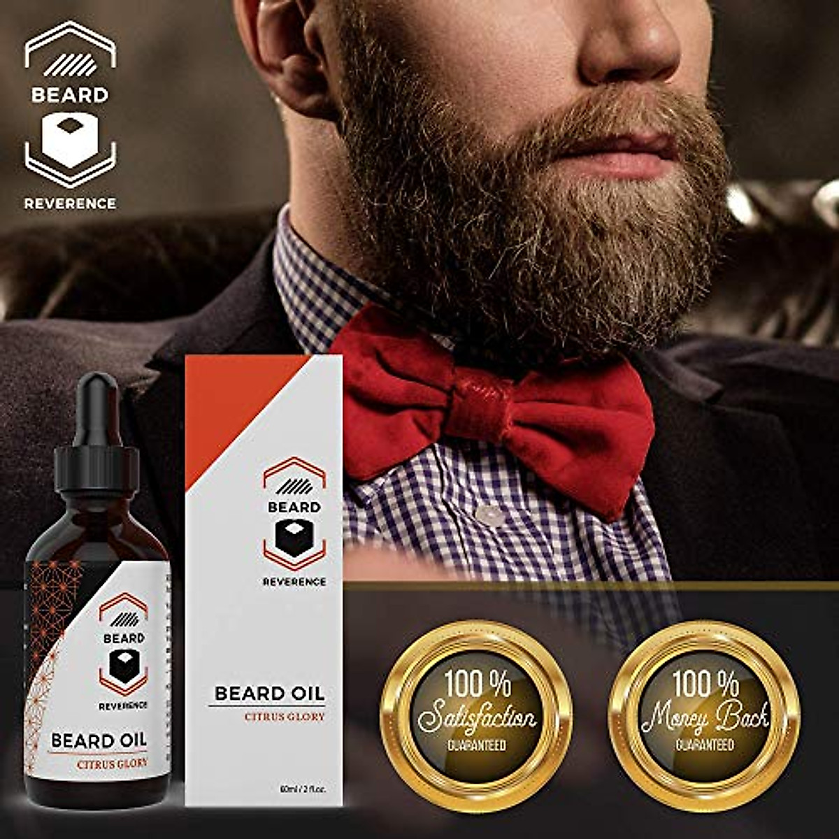 Citrus Beard Oil Leave-in Conditioner - Sweet Orange Scent - Large 2oz Size - Enhanced with Organic Tea Tree Oil, Jojoba Oil, and Argan Oil - Mustache and Beard Softener and Growth