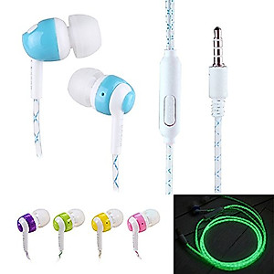 schicj133mm Luminous Earphones,Glow in The Dark Luminous 3.5mm Wired in-Ear High Performance Mic Sports Headphones Easy to Use Purple