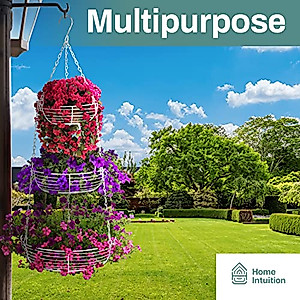 Heavy Duty 3-Tier Hanging Fruit and Vegetable Basket with 2 Metal Ceiling Hooks, Chrome