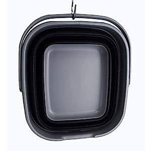 SAMMART 10L (2.6 Gallon) Set of 2 Collapsible Rectangular Handy Basket/Bucket (Bluish-Green + Black, 2)