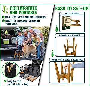 Dog Bowl Stand for Medium to Large Dog Breeds - 12-inch High, Adjustable Width with Locks - Dog Water, Food Dish Compatible - Tip-Over Resistant