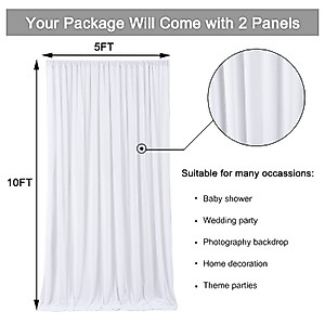 10ftx10ft White Wrinkle Free Backdrop Curtains, Not See Through Background Curtains Backdrop Decorations for Wedding Home Party Supplies