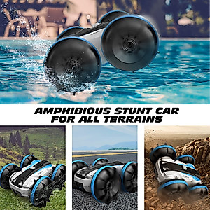 Tecnock Amphibious Remote Control Car for Kids,Toys for 5-12 Year Old Boys,2.4Ghz Waterproof RC Stunt Car RC Boat, 4WD Off Road Birthday Gift Water Beach Pool Toys