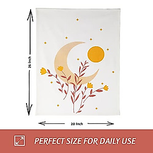 Folkulture Kitchen Towels or Tea Towels, 20 X 26 Inches Cotton Modern Dish Towels or Dishcloths with Hanging Loop, Set of 3 Dish Cloth or Flour Sack Hand Towel for Farmhouse Kitchen Décor, Boho Vibes