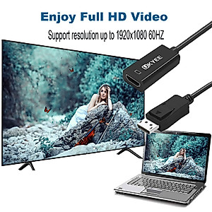 UKYEE Displayport to HDMI Adapter 2-Pack, Display Port DP to HDMI Converter Cable Male to Female Port 1080P Compatible with PC, Monitor, Projector, HDTV - Black