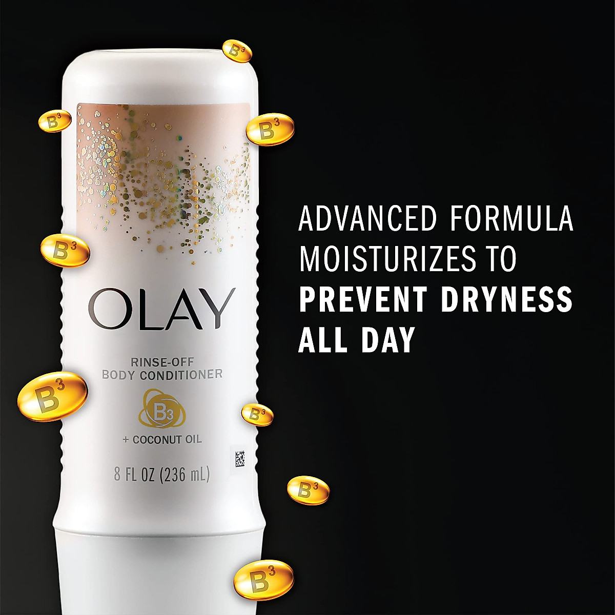 Olay In-Shower Rinse-Off Body Conditioner for Dry Skin with B3 and Coconut Oil for Lasting Hydration, 8 Fl Oz (Pack of 6)