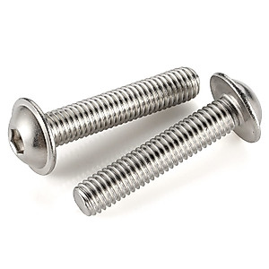 M8-1.25 x 8mm Flanged Button Head Socket Cap Screw Bolts, 304 Stainless Steel 18-8, Allen Socket Drive, Bright Finish, Fully Threaded, Pack of 20
