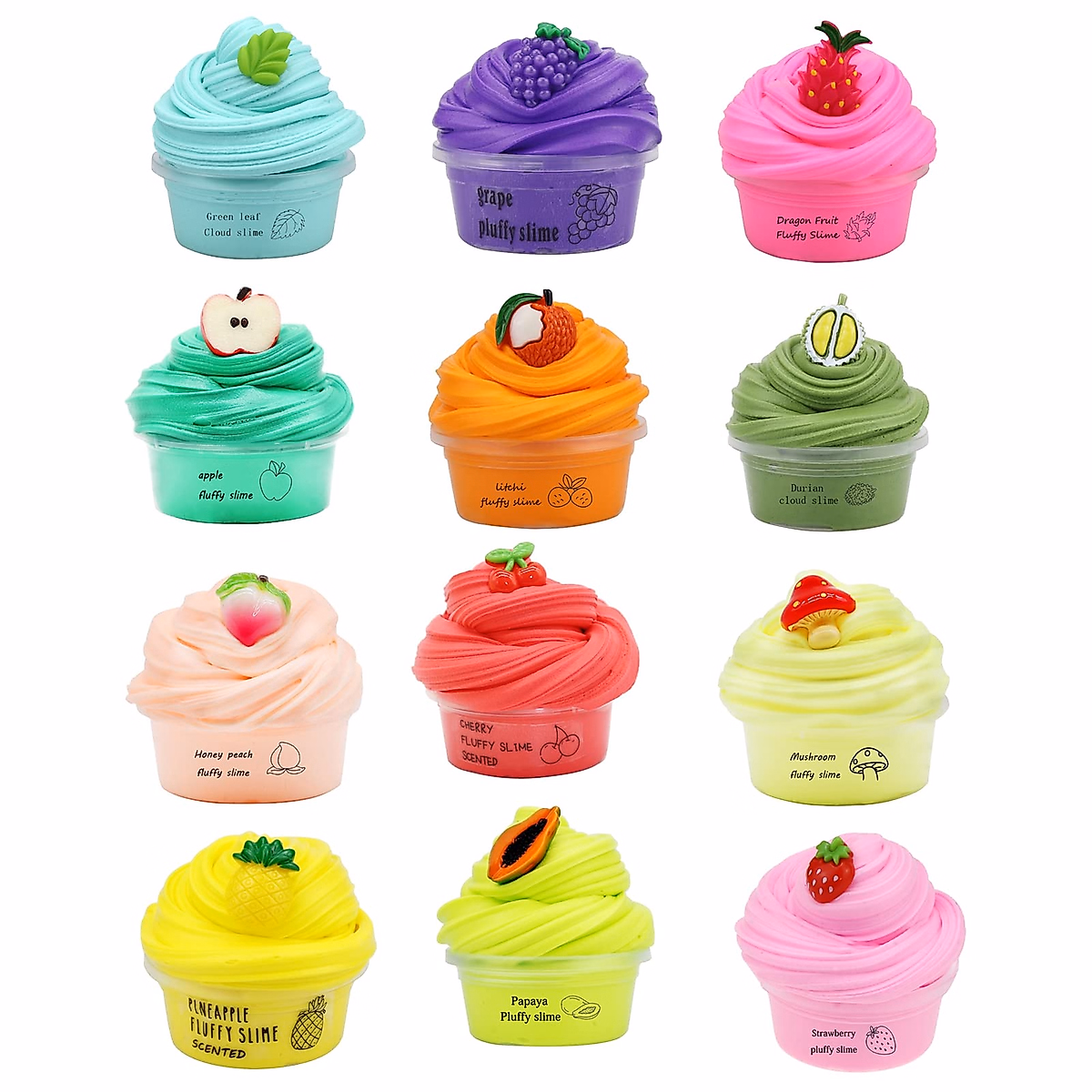 Butter Slime Kit, 1 Pack 60ml Slime Sludge Toy with Charm Fruits Scented Stress Relief Sensory Toy K Slime