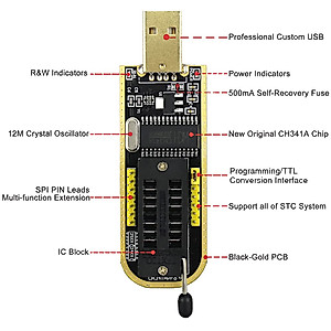 KeeYees SOP8 SOIC8 Test Clip and CH341A USB Programmer Flash for Most of 24 25 Series BIOS Chip with PDF Tutorial