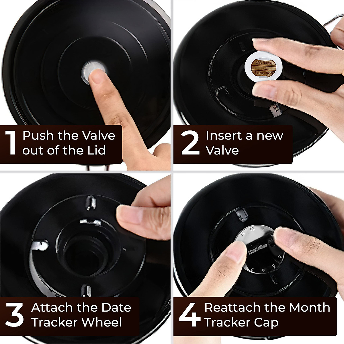 Mueller Coffee Canister Stainless Steel Container for Coffee Beans or Grounds, Tea, Sugar, Rice - Day and Month Tracker, Built-In Calendar Wheel - 21oz Capacity - Stainless Steel Spoon Included