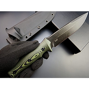 Eafengrow EF128 Fixed Blade Knife DC53 Steel Blade, Two Tone G10 Handle Full Tang Fixed Knifes Straight Knife for Working Camping Hunting Adventure Field EDC Tool Knife(Black)