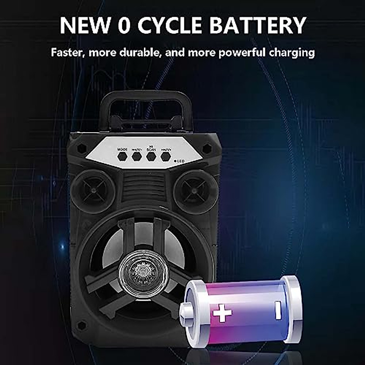 Portable Bluetooth Speakers Indoor Outdoor - Loud Voice Double Subwoofer Bass Speaker, Bluetooth 5.0 Wireless Speaker Support FM Radio, Small Stereo Sound System for Home, Party