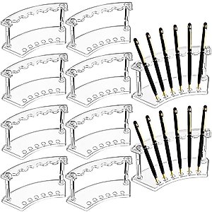 Chinco Plastic Pen Holder Clear Display Stand 6-Slots Pen Display Stand Eyebrow Pen Stand Makeup Brush Rack Organizer for Home Office Desk School Supplies, Vertical (10 Pieces)