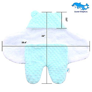 SWEET DOLPHIN Swaddle Blankets Wrap - Soft Thick Fleece Sherpa Minky Baby Sleeping Wraps - Fuzzy Warm Cozy Soft Unisex Receiving Blankets for Boys, Girls, Toddler - Newborn Accessory (Aquamarine)