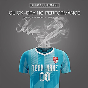 Custom Soccer Jersey Uniform for Men Women Boy Sleeveless Personalized Shirt and Shorts with Name Number, Aqua Blue&white-28, One Size