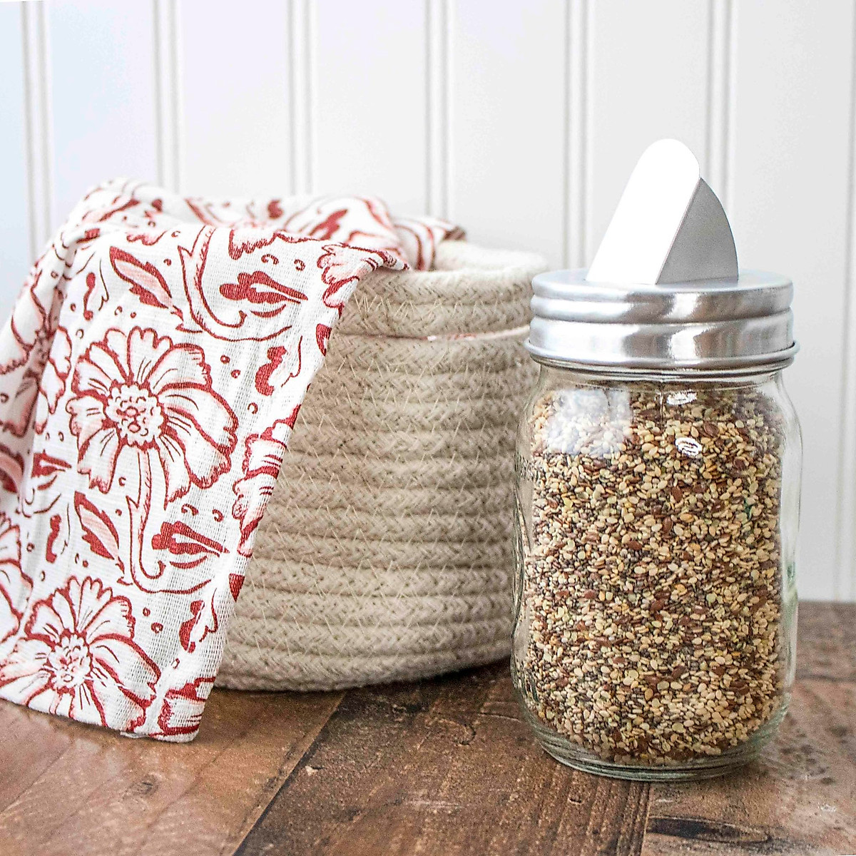 Grain Dispenser Pouring Lids by Mason Jar Lifestyle (2 Pack, Regular Mouth)