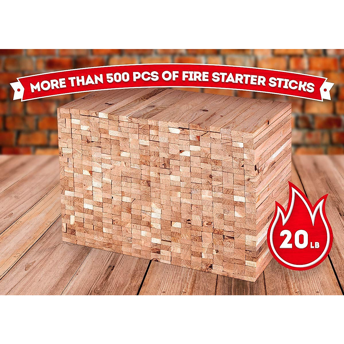 Zorestar Grillers Kindling Wood Sticks (500pc) Fire Starter Firewood for Campfires Fireplace Fire Starters For Wood Stove & Bonfires 100% Natural firestarters from Oak 17.5 lbs Easy & Safe for Camping