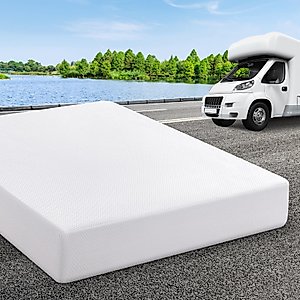 RV Mattress Short Queen 8 Inch Memory Foam Mattress, Cooling Green Tea/Gel Medium Firm Bed Mattress in a Box for Camper/Trailer/Truck, Pressure Relief Mattresses Made in USA 75'' x 60''
