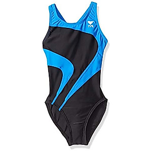TYR Youth Alliance T-Splice Maxback Swimsuit, 24, Black/Blue