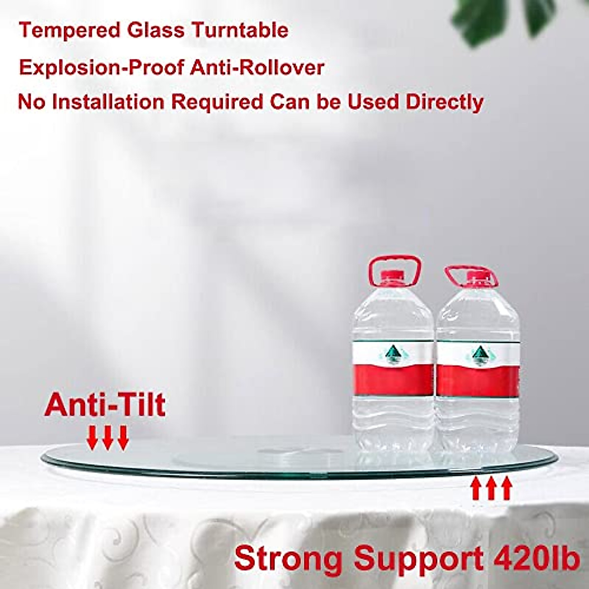 Lazy Susan Glass Turntable, Large Tabletop Rotating Tray, Transparent Round Rotating Serving Plate For Kitchen Dining Table 20/24/27/32/34/36/40/44/47 Inch Thick: 8mm (Size : 80cm/32Inch)