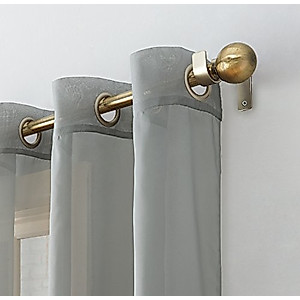 No. 918 Emily Sheer Voile Grommet Curtain Panel, 59" x 84", Charcoal Gray