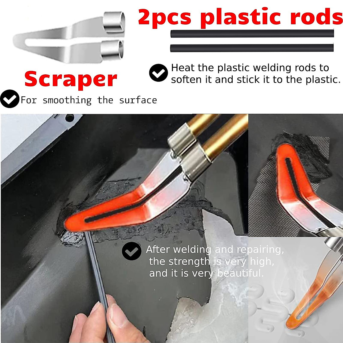 150W Plastic Welder,Plastic Welding Kit with 800pcs Hot Staples,2pcs pp Plastic Welding Rods,knife,Plier, Plastic Welding Machine Plastic Repair Kit for Car Bumper Crack Repair Tools(Red)