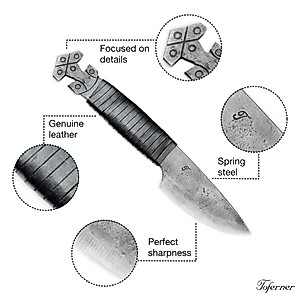 Toferner Viking Knife Thor 2, Norse Hand Forged Knife with Genuine Leather Case, Hardened Blade, Nordic Knife, Original Gift Idea for Men