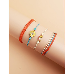 Long tiantian Boho Bracelets for Women Sunflower String Bracelets Ankle Bracelets for Women