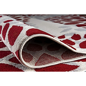 Rugshop Modern Floral Circles Design for Living Room,Bedroom,Home office,Kitchen Non Shedding Area Rug 3'1" x 5' Red