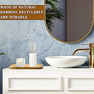 2 Pcs Bamboo Tray Bathroom Counter Tray Bathroom Tray Organizer Bamboo Toothbrush Holder Bathroom Counter Decor, 11.4 x 6.3 x 0.8 Inches, 9.8 x 5.5 x 0.8 Inches