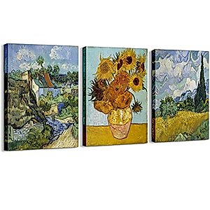 AnZhongArt van gogh canvas wall art -canvas art-van gogh -Sunflower Pictures-Bathroom living room bedroom wall art decoration 12"x16"x3 Piece
