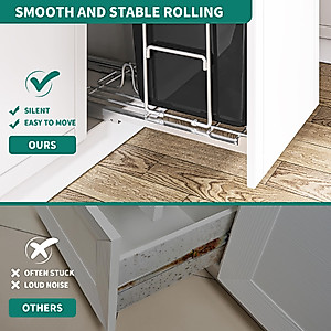 YITAHOME 43 Quart (XL) Pull-Out Trash Can Recycling Bin with Lid for 14.2" W x 22.2" D x 29.5" H Minimum Cabinets, Sliding Under Mount Kitchen Waste Garbage Container with Soft-Close Slides, Black