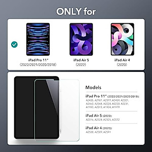 ESR 2 Pack Screen Protector for iPad Air 5th/4th Generation(2022/2020), iPad Pro 11 Inch (2022/2021/2020/2018) Screen Protector, Tempered Glass Film with Easy Application Tray, Anti-Scratch, HD