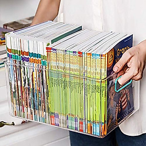 Kingrol 4 Pack Plastic Storage Bins for Freezer, Pantry, Countertop, Cabinet Organization, Stackable Food Storage Organizer with Handles, BPA Free, 10.75 x 7.75 x 6 Inch