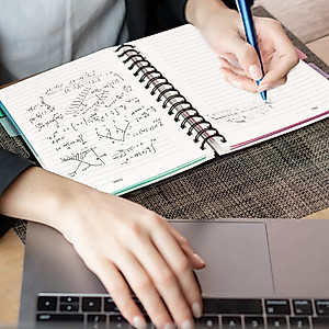 EOOUT A5 Subject Spiral Notebooks with Tabs, 8.3 x 5.5 Inches, Notebooks for Work, 5 Colored Dividers, Spiral Lined, 240 Pages, for School, Office Supplies and Home